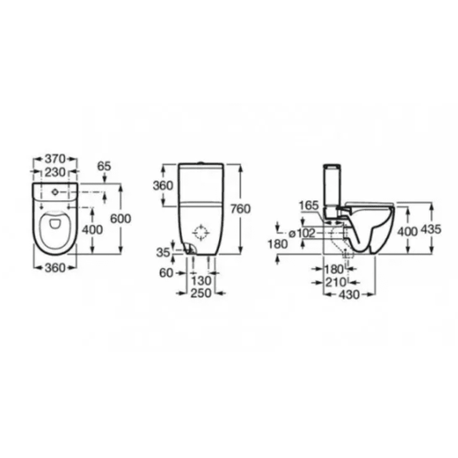 Inodoro completo compacto adosado a pared con salida dual Rimless tapa ...